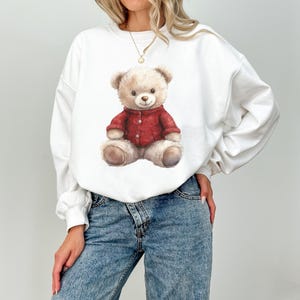 10 Teddy Bears in Sweaters Watercolor Clipart, Cute Winter Teddy Bear ...