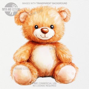10 Colorful Teddy Bears Watercolor Clipart, Cute Rainbow Teddy Bear PNG ...