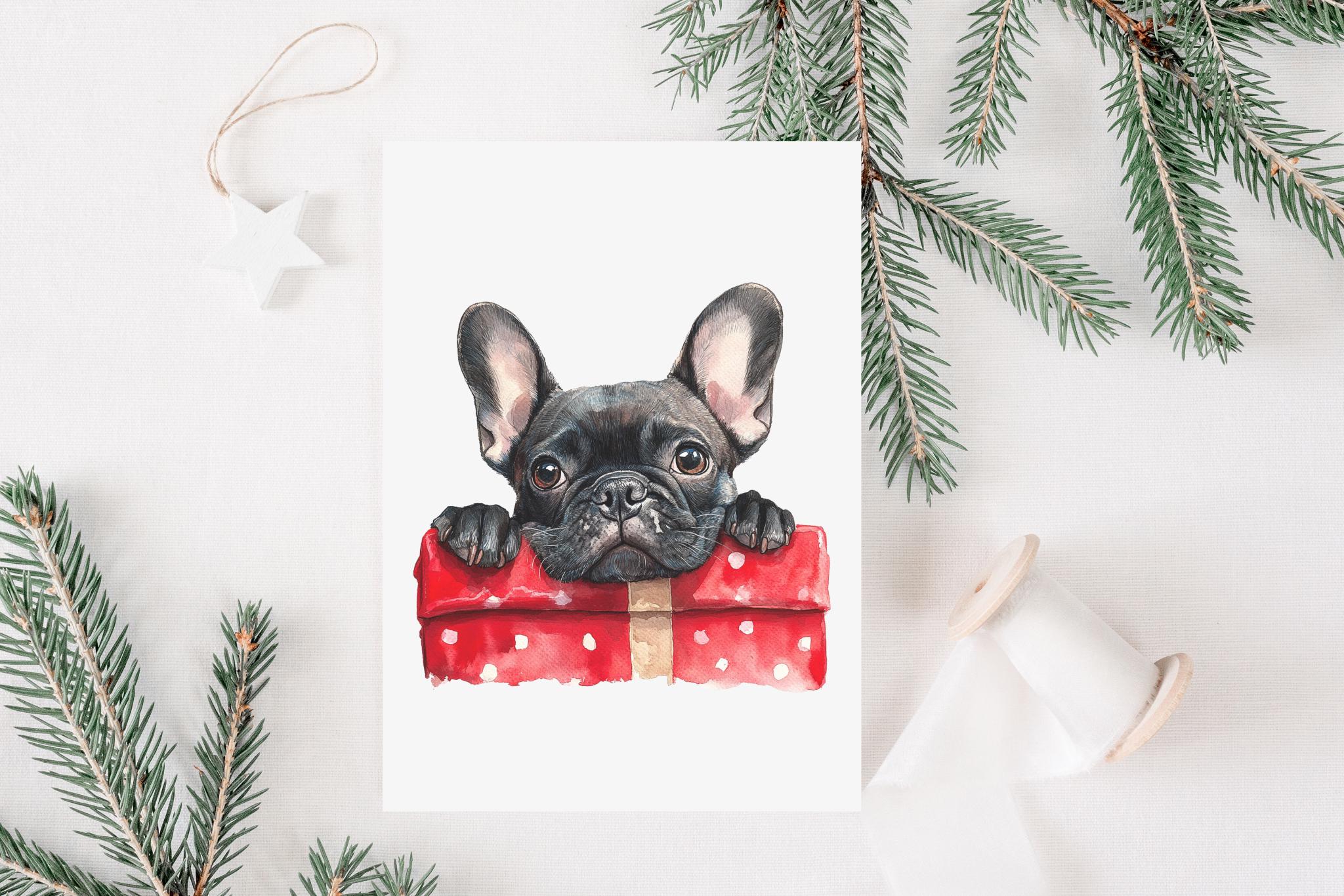 10 Christmas French Bulldog Cliparts, Christmas Frenchie PNG ...