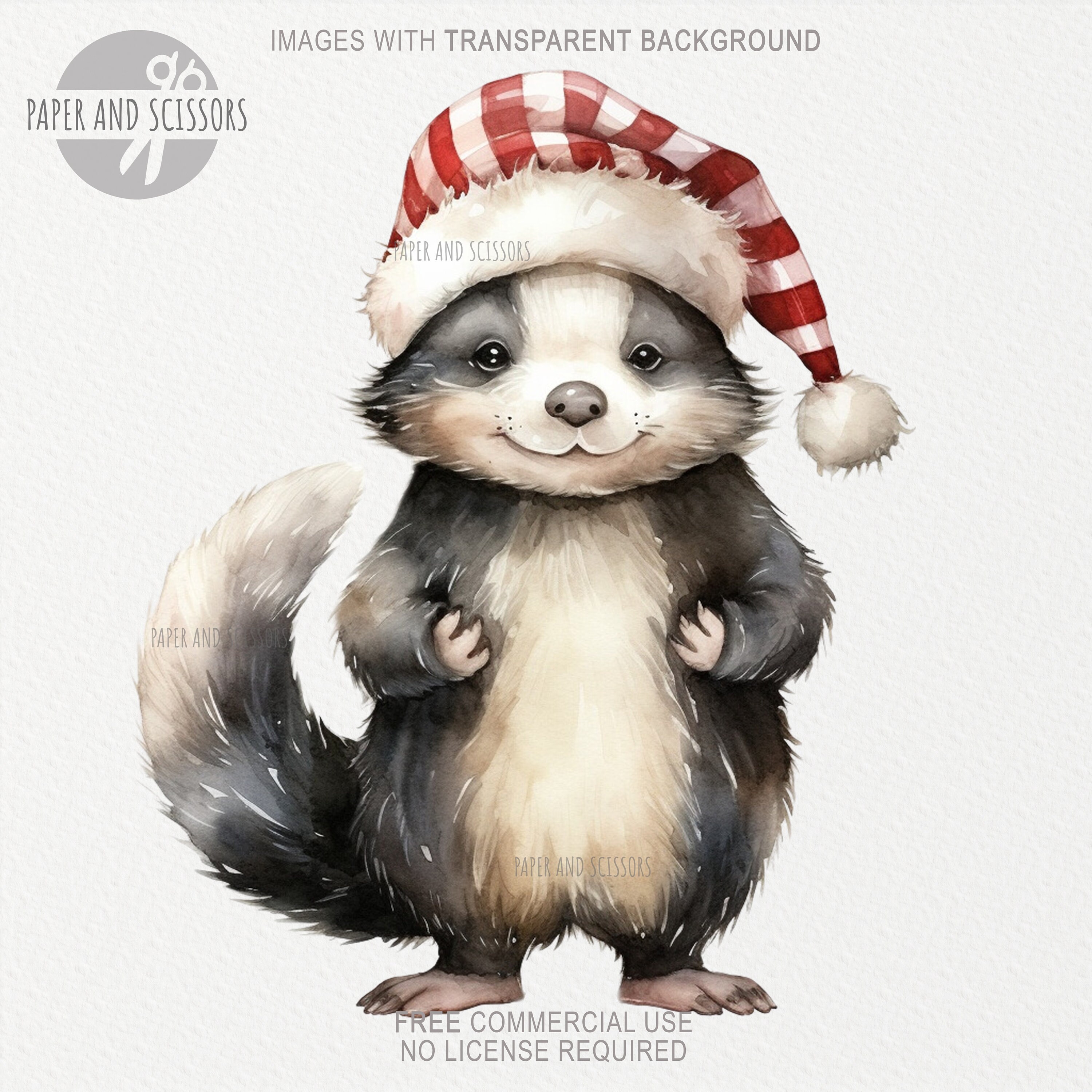 10 Christmas Woodland Animals Clipart, Watercolor Woodland Animals PNG ...