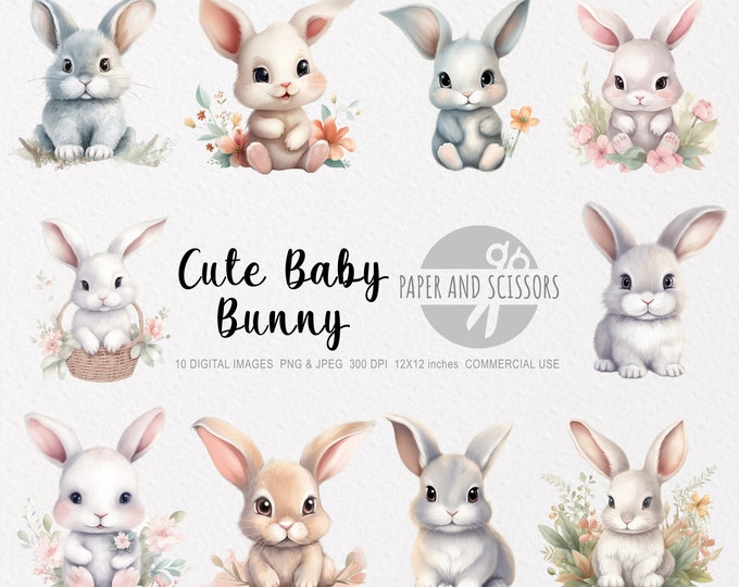 11 PNG Baby Animal Clipart – Bunny PNG – Cute Rabbit Digital Download ...