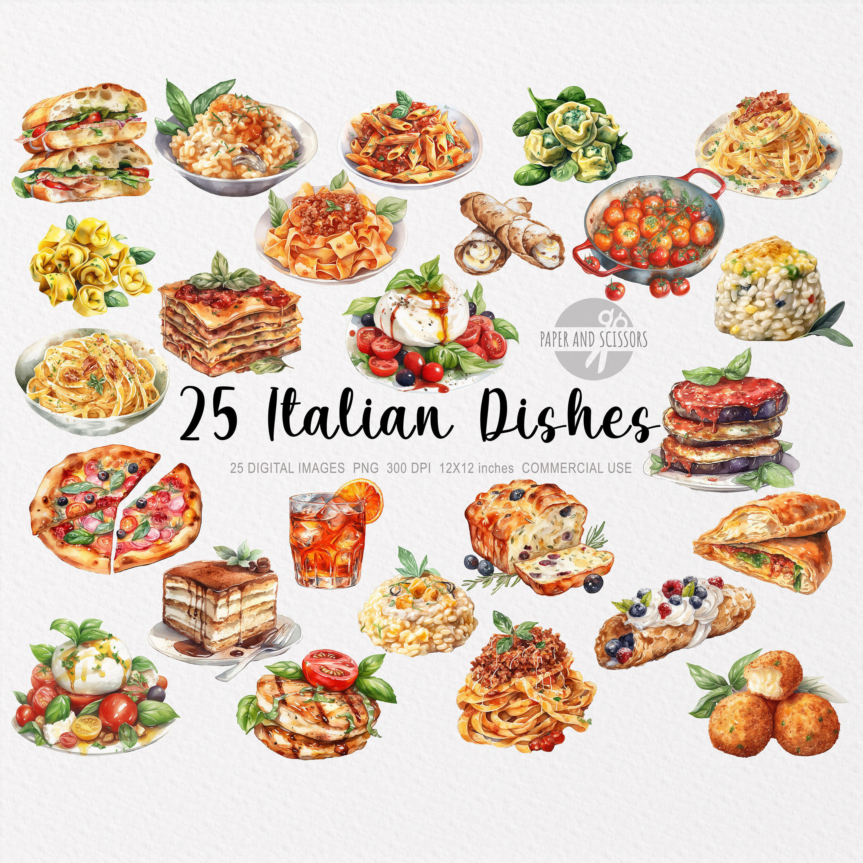 25 Italian Dishes Clipart, Italian Food PNG, Italian Food Illustration ...