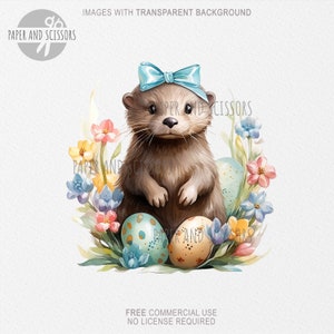 10 Easter Woodland Animals Cliparts, Easter Egg PNG, Easter Illustration, Watercolor Easter ...