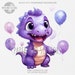 15 Baby Party Dinosaur Watercolor Clipart, Party Dinosaur PNG, Party ...
