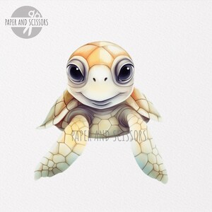 Cute Baby Sea Turtle Clipart, Cartoon Baby Sea Turtle PNG, Animated ...