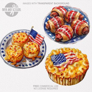 65 American Food Cliparts, 4th of July, Watercolor Independence Day ...