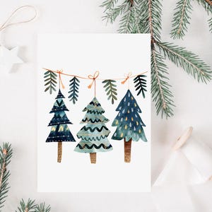 10 Scandi Tree Garland Cliparts, Nordic PNG Decor, Watercolor Christmas ...