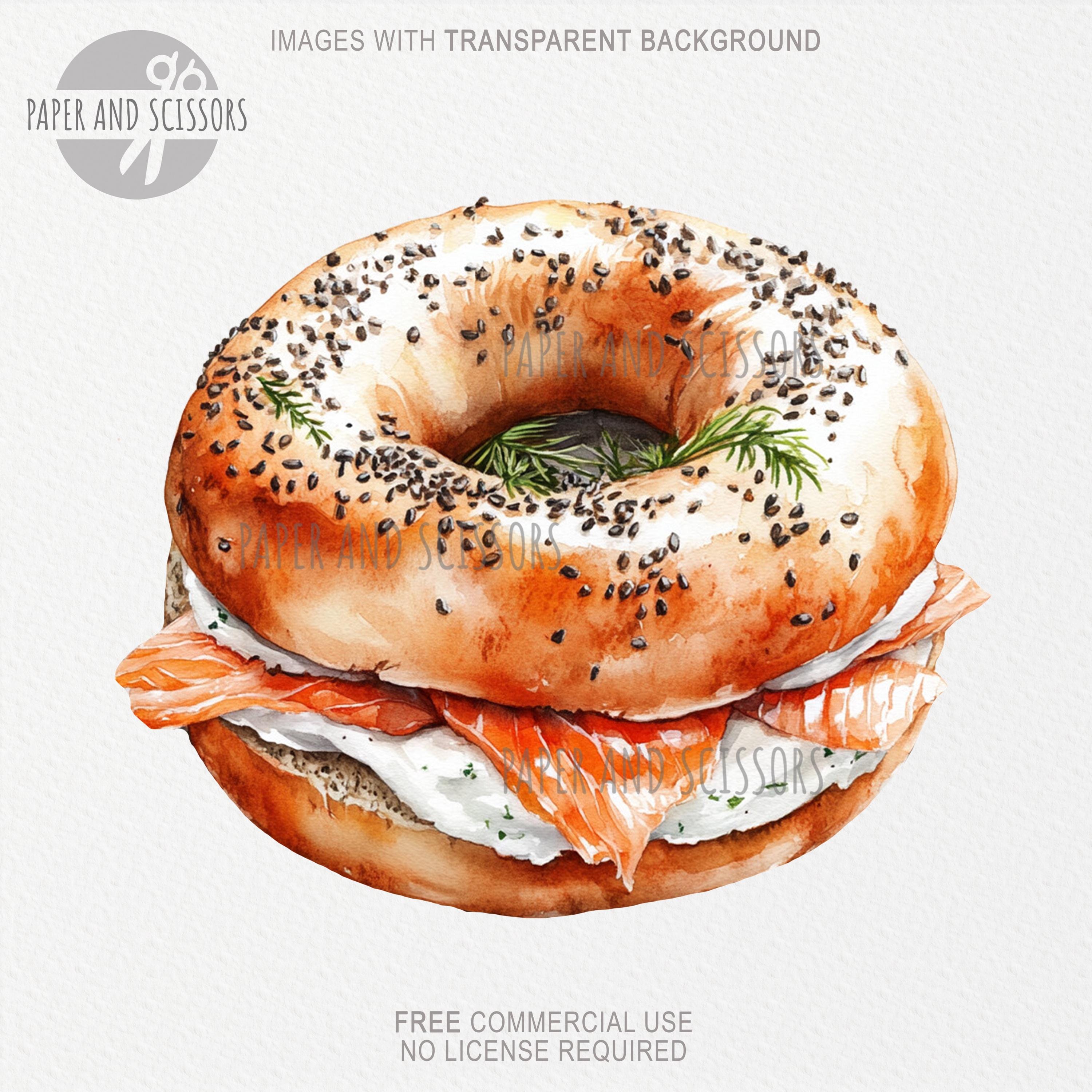 10 Bagel Cliparts, Bagel PNG, Food Printable, Menu Card, Recipe Book ...