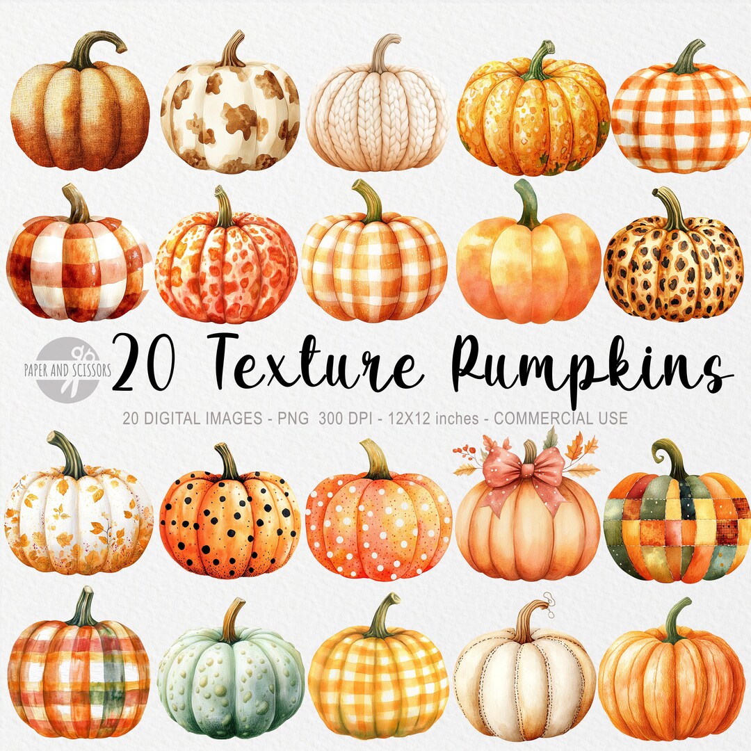 20 Texture Pumpkin Cliparts, Thanksgiving PNG, Cosy Fall Decor ...