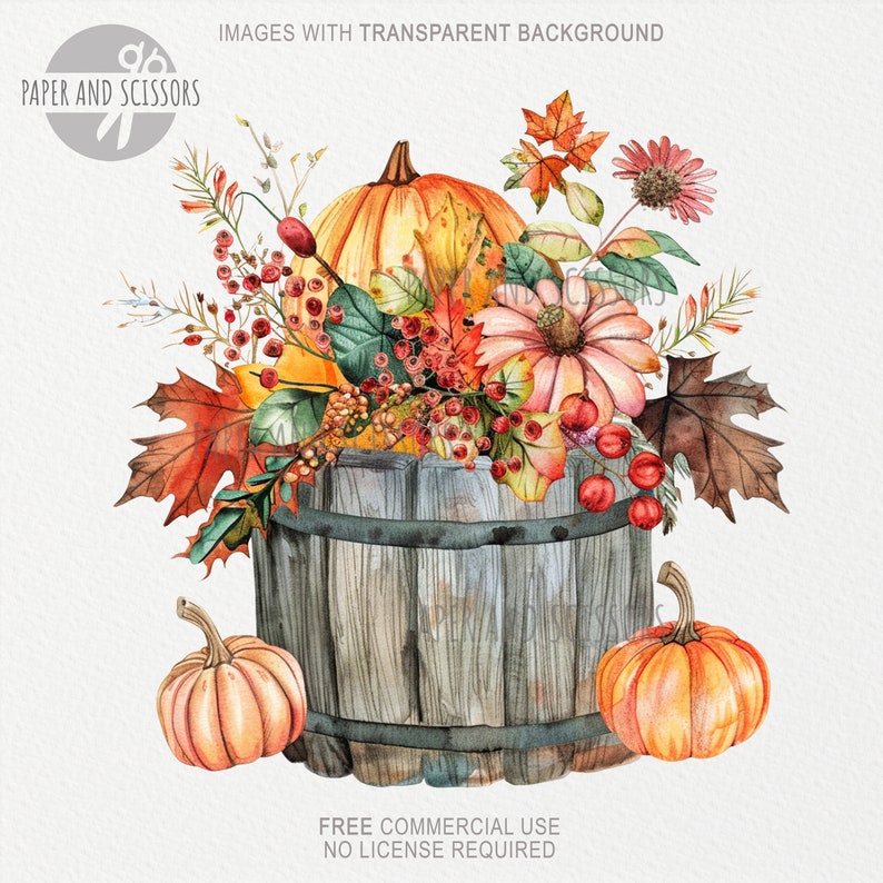 10 Fall Planter Cliparts, Autumn PNG, Hello Autumn Decor Illustration ...