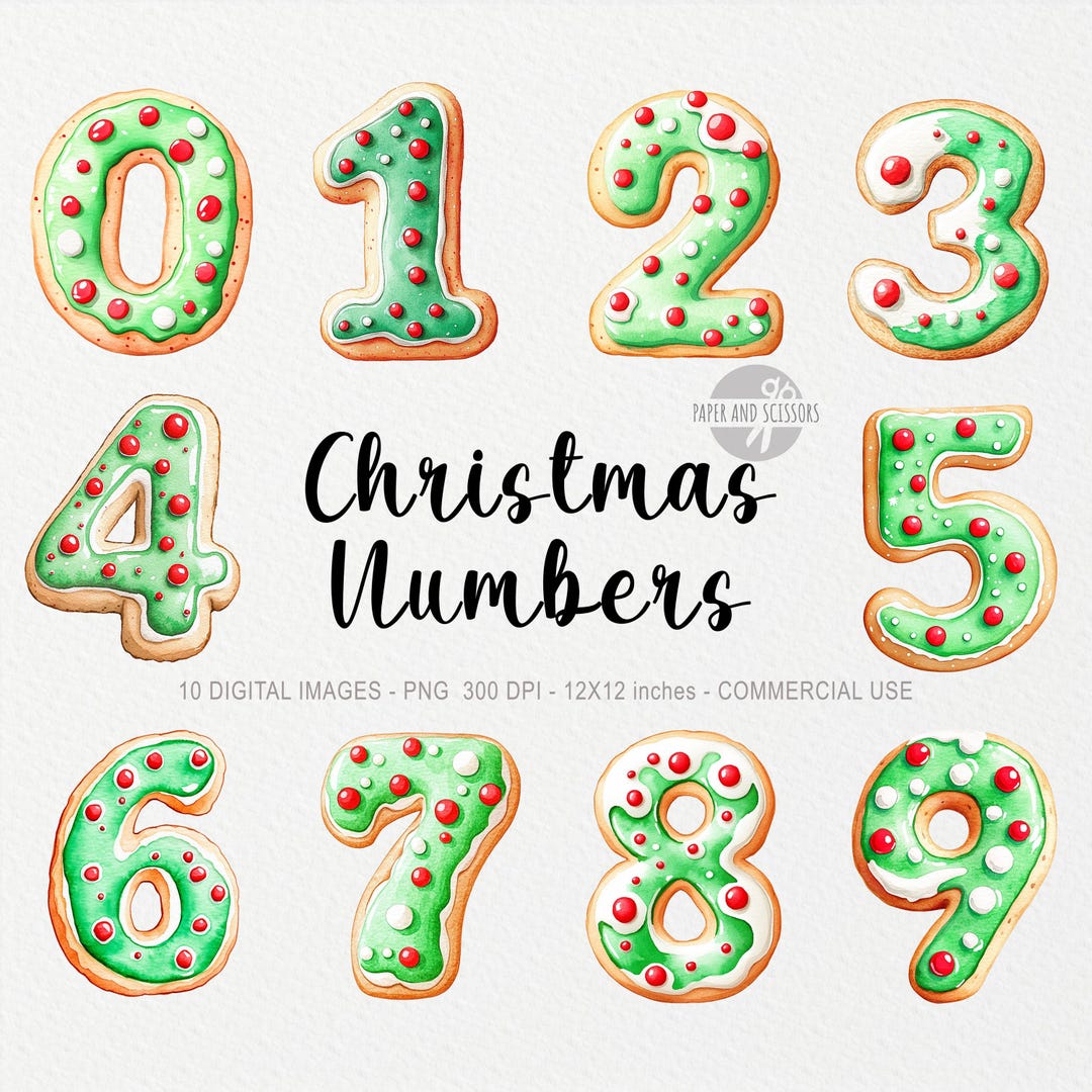 0-9 Christmas Numbers PNG, Xmas Clipart, 0-9 Printable Gingerbread ...