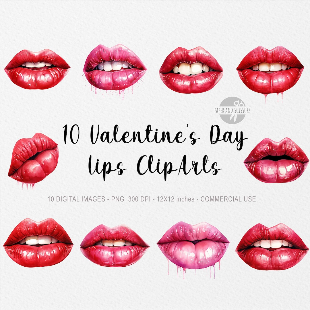 10 Valentines Day Lips Clipart, Lips PNG, Lipstick Illustration ...