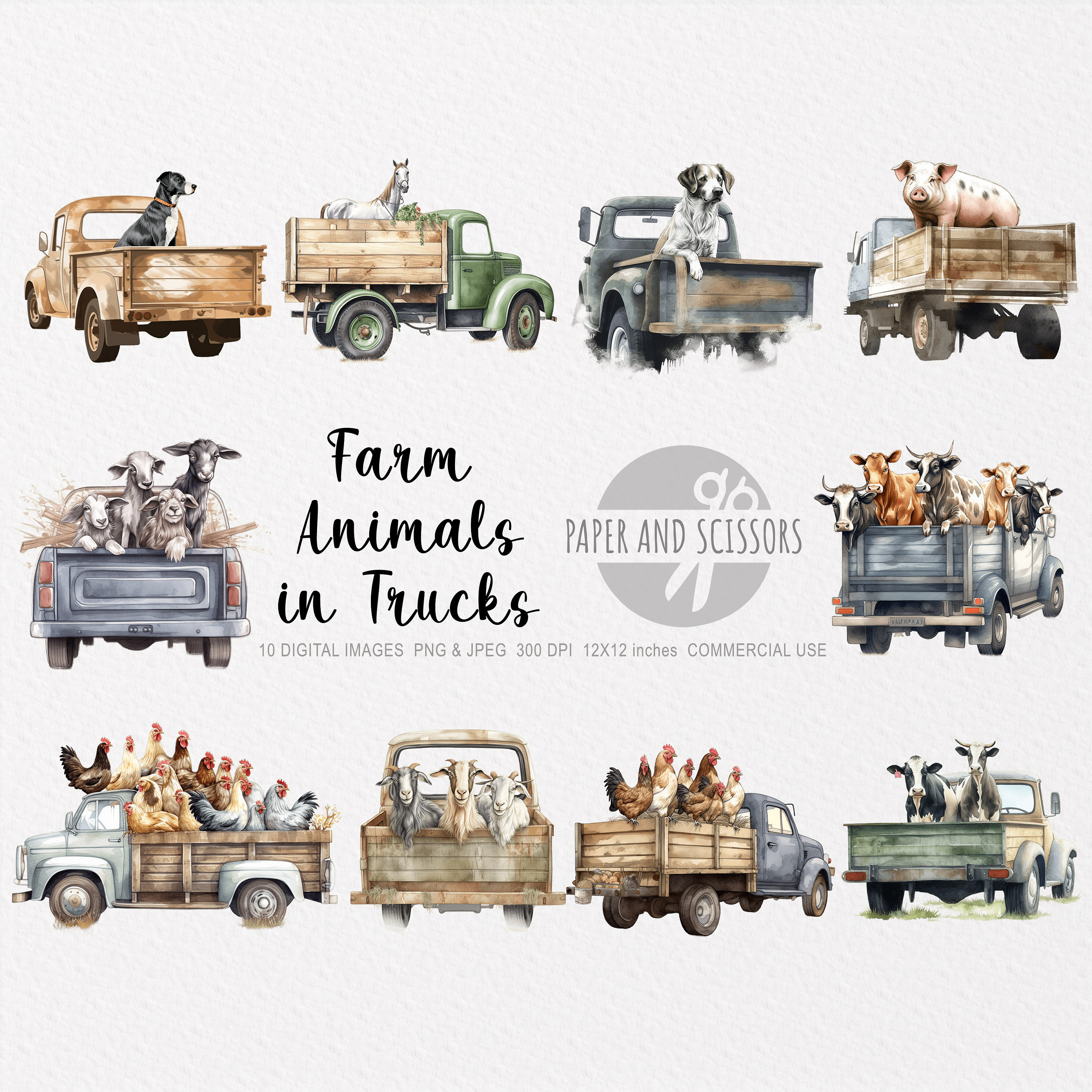 Farm Animals in Trucks Clipart Old Farm Truck PNG Rustic - Etsy UK