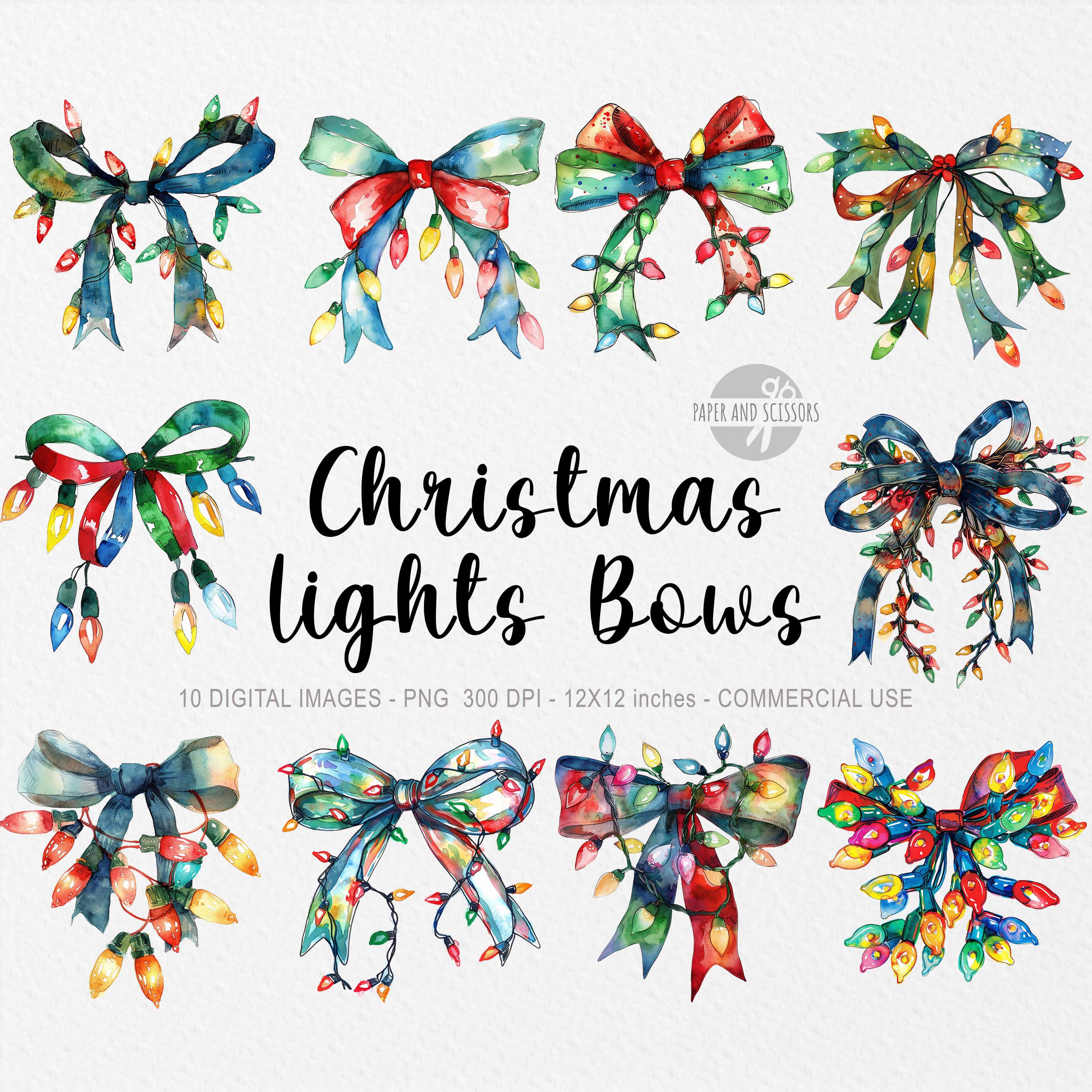 10 Christmas Bow With Lights Cliparts, Christmas Santa Bow PNG ...