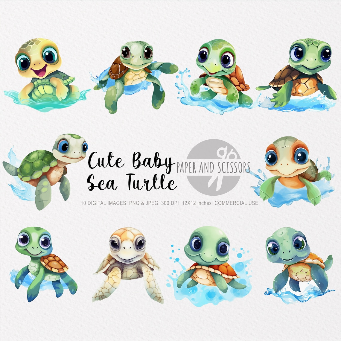 Cute Baby Sea Turtle Clipart, Cartoon Baby Sea Turtle PNG, Animated ...