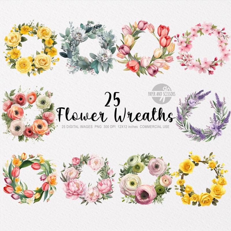 Wreath With Flowers - Etsy