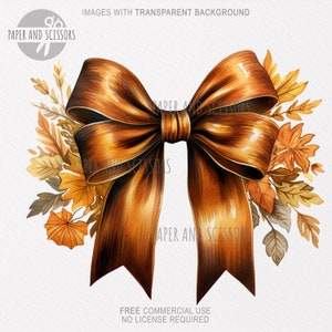 20 Autumn Bow Cliparts, Fall Bow PNG, Hello Autumn Decor Illustration ...