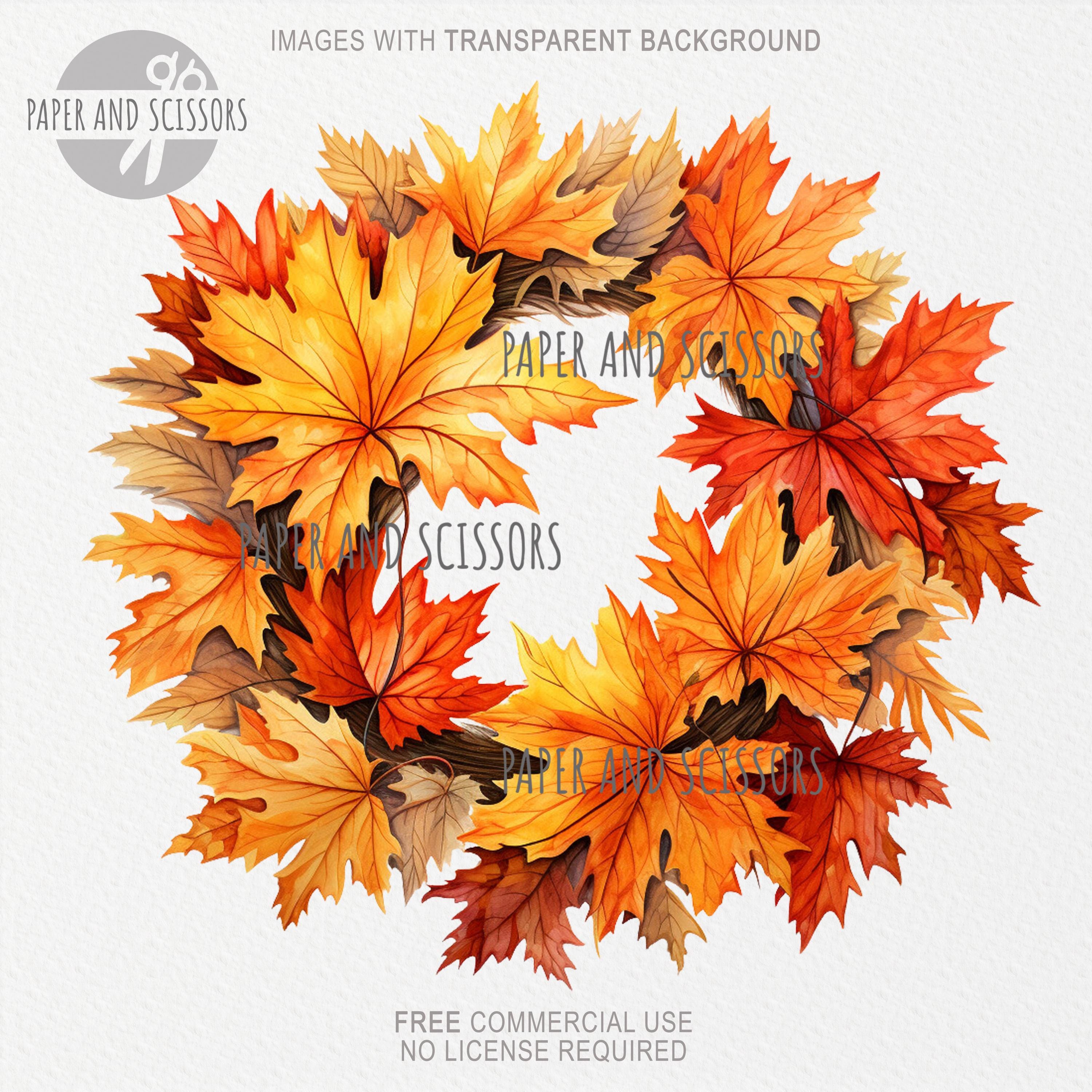 10 Autumn Wreath Cliparts, Fall Design PNG, Hello Autumn Decor ...