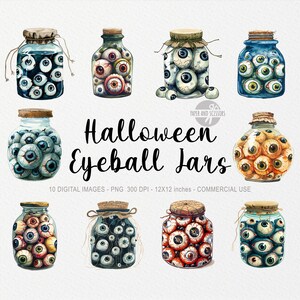 10 Halloween Eyeball Jar Clipart, Eye PNG, Spooky Decor, Eyeball ...