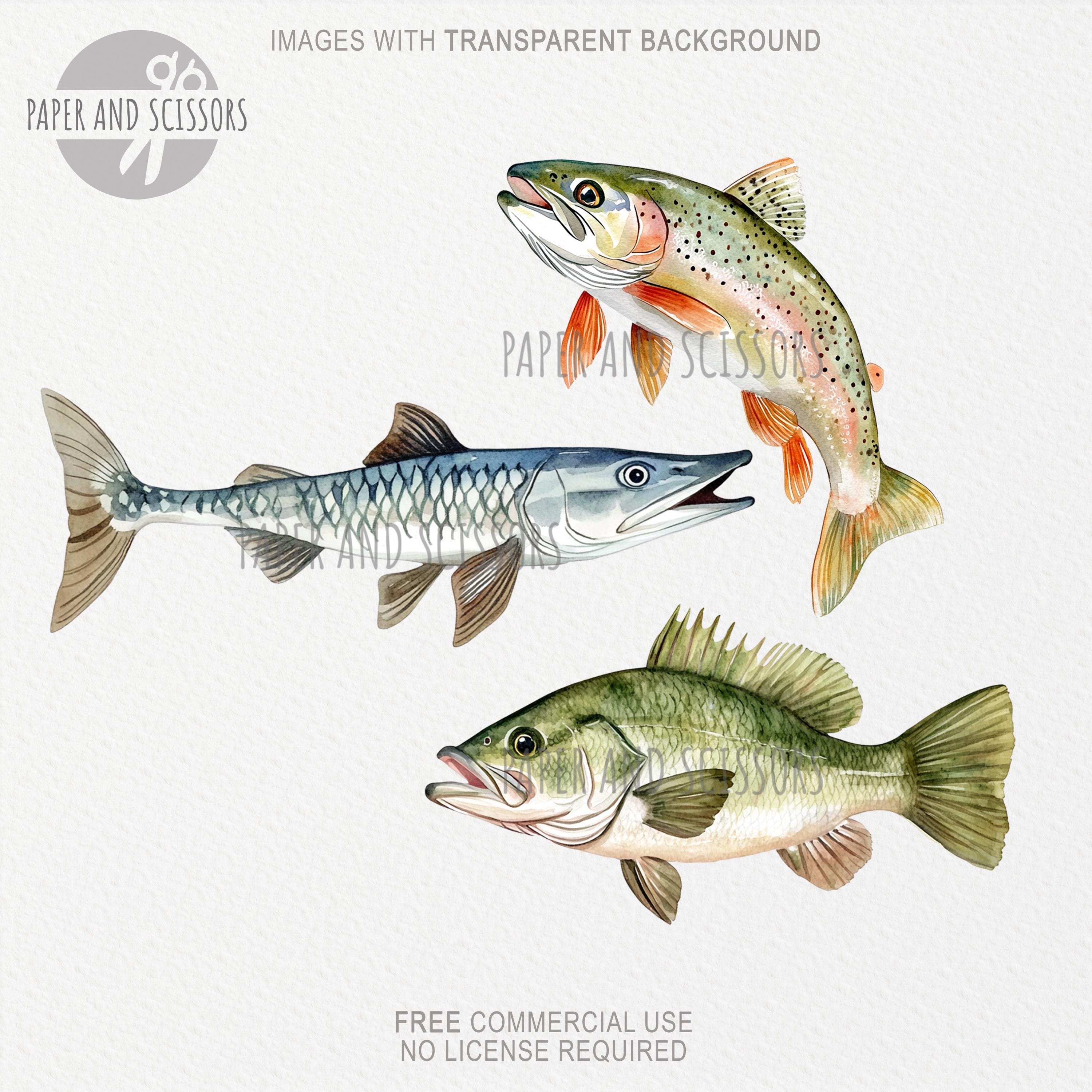 45 Cute Fishing Clipart, Watercolor Fisherman Storybook, Camping ...