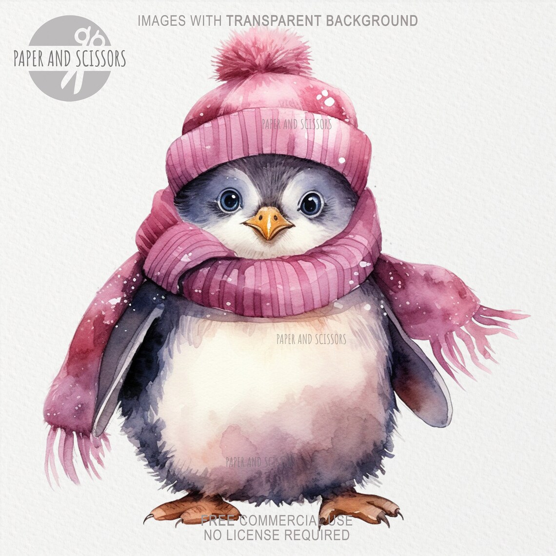 10 Winter Penguins Clipart, Cute Penguin PNG, Watercolor Penguin ...