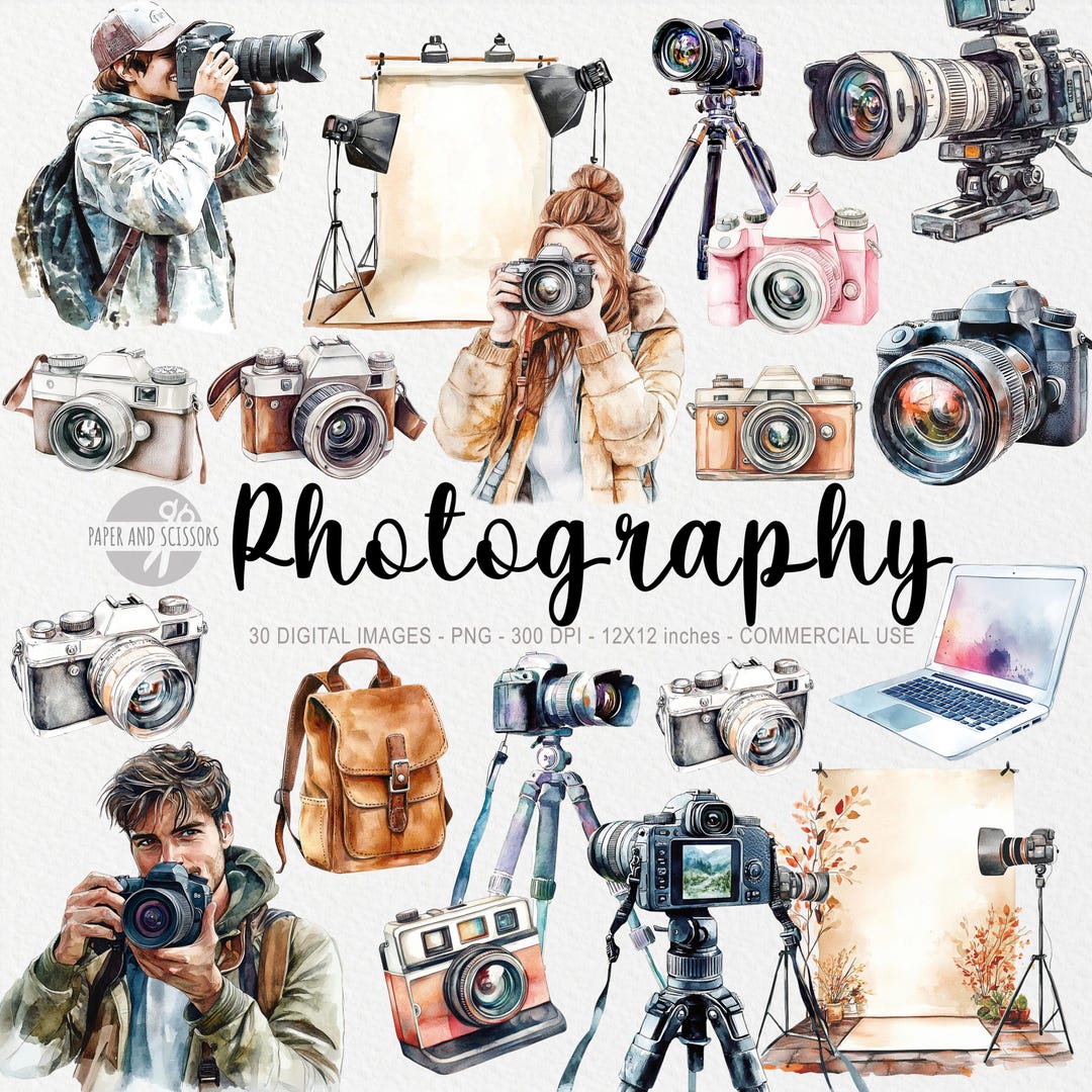 Photography Hobby Clipart, Photographer PNG, Watercolor Photo PNG ...