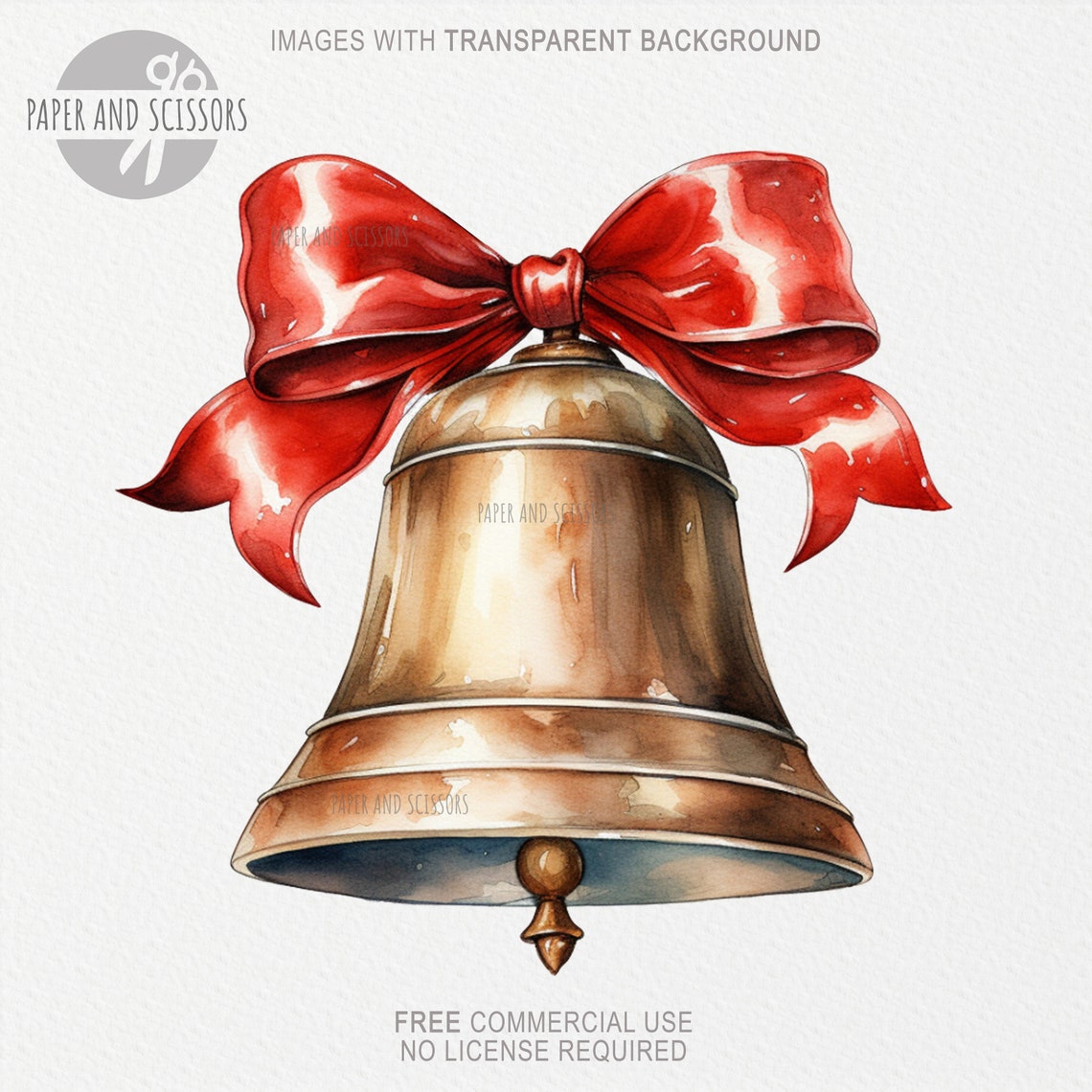 15 Bells Clipart, Bell PNG, Watercolor Bell Illustration, Christmas ...