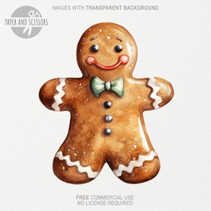 15 Christmas Cookies Clipart, Gingerbread Cookie PNG, Watercolor ...