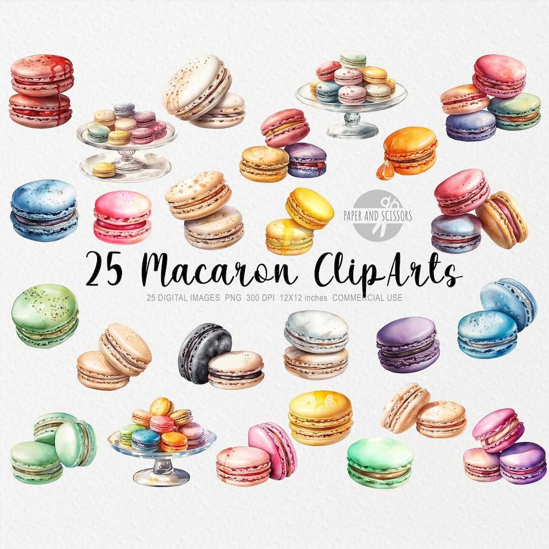 25 Macaron Clipart, French Macaron PNG, Watercolor Macarons, Candy PNG ...