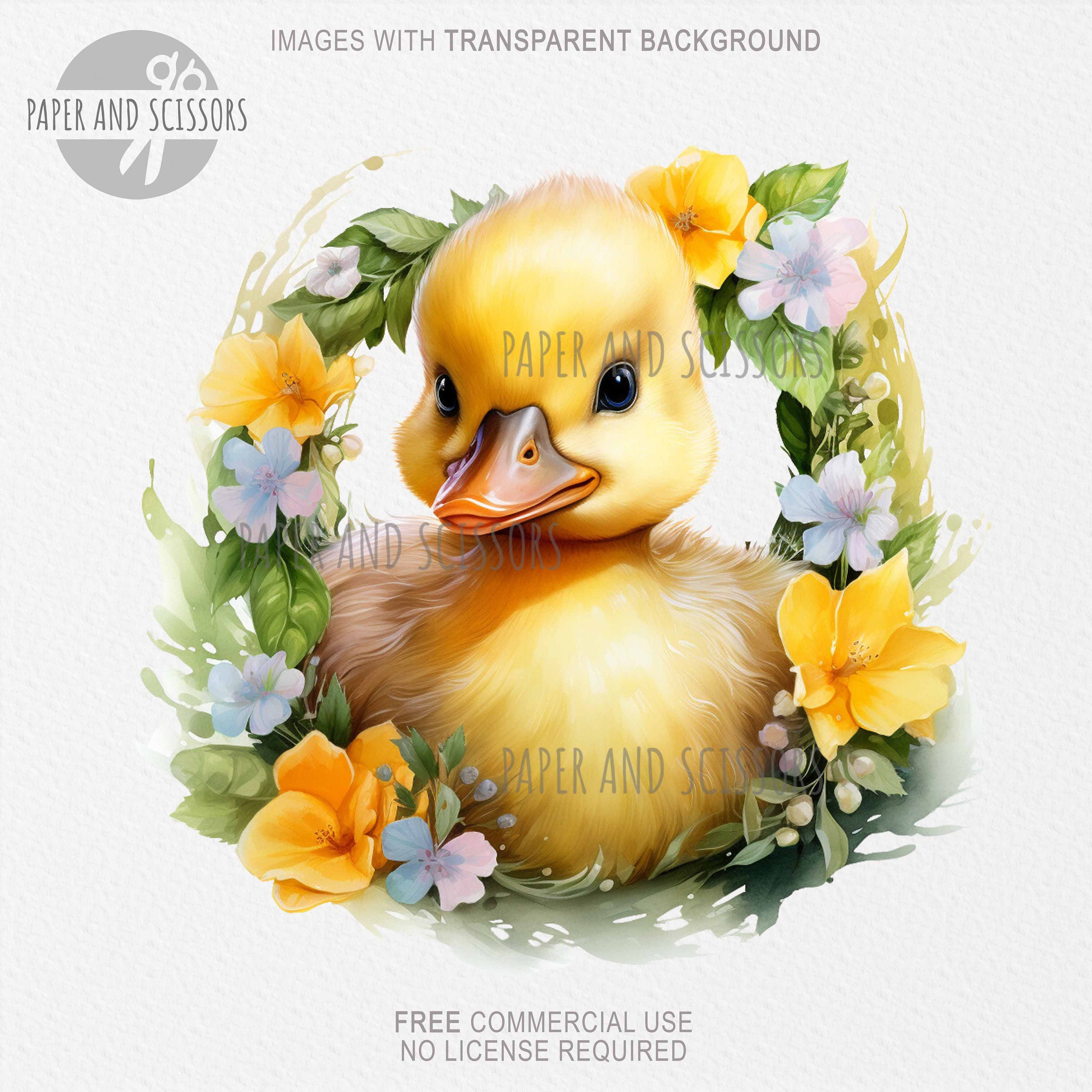 10 Spring Duckling Cliparts, Cute Duck PNG, Easter Illustration ...