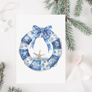 25 Nautical Christmas Cliparts, Coastal Watercolor Xmas PNG, Watercolor ...