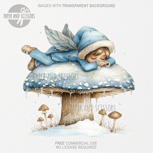 Winter Fairy Cliparts, Whimsical PNG, Blue Fairy Garden Bundle ...