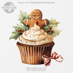 20 Christmas Cupcakes Clipart, Christmas Cupcakes PNG, Watercolor ...