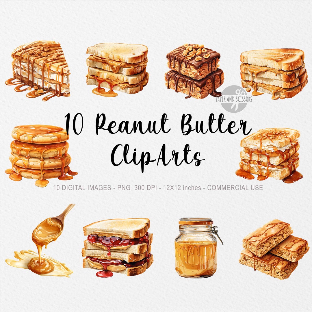 10 Peanut Butter Cliparts, Peanut PNG, PB Illustration, Watercolor ...