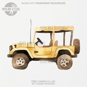 10 Safari Truck Cliparts, Vehicle PNG, Cute Watercolor, Little Explorer ...