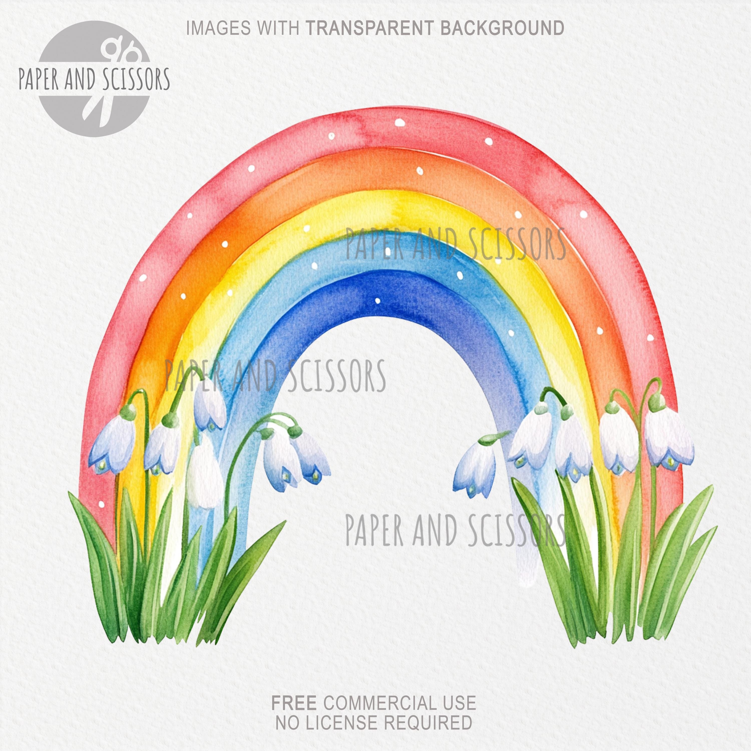 10 Spring Rainbow Cliparts, Flower PNG, Watercolor Floral, Preppy ...