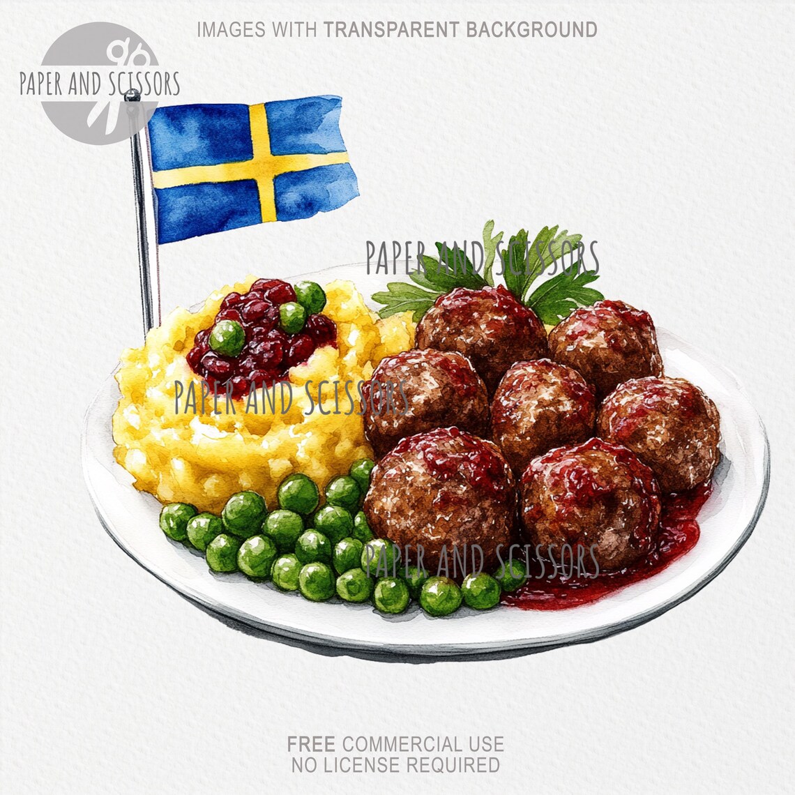 20 Scandinavian Food Clipart, Midsommar PNG, Cuisine Illustration ...