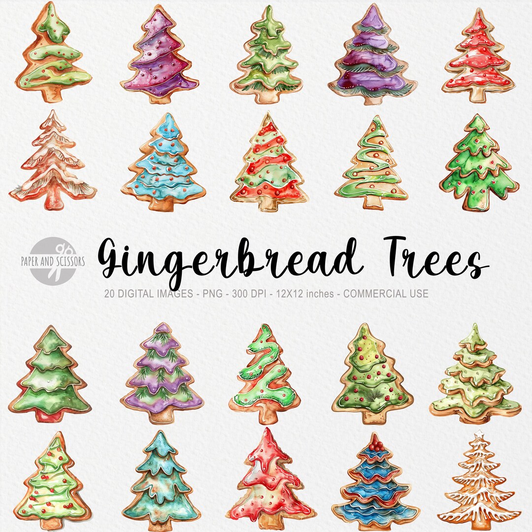20 Gingerbread Tree Cliparts, Christmas Cookie PNG, Christmas ...