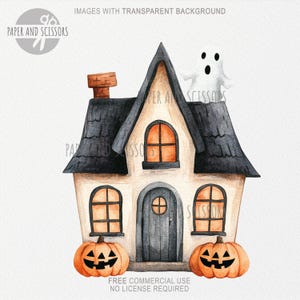 10 Halloween House Clipart, Ghost PNG, Spooky Decor, Silhouette Sticker ...