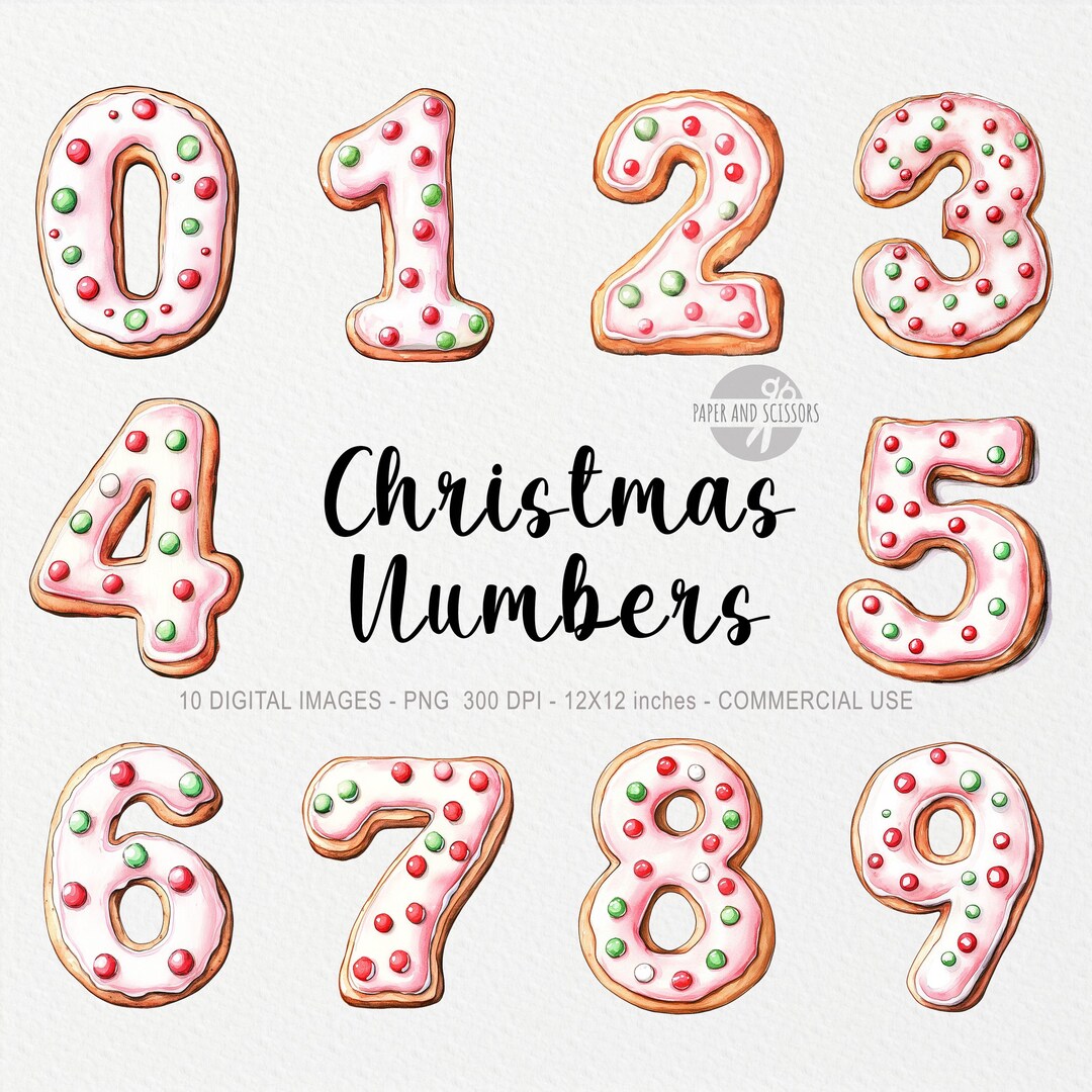 0-9 Christmas Numbers PNG, Xmas Clipart, 0-9 Printable Gingerbread ...