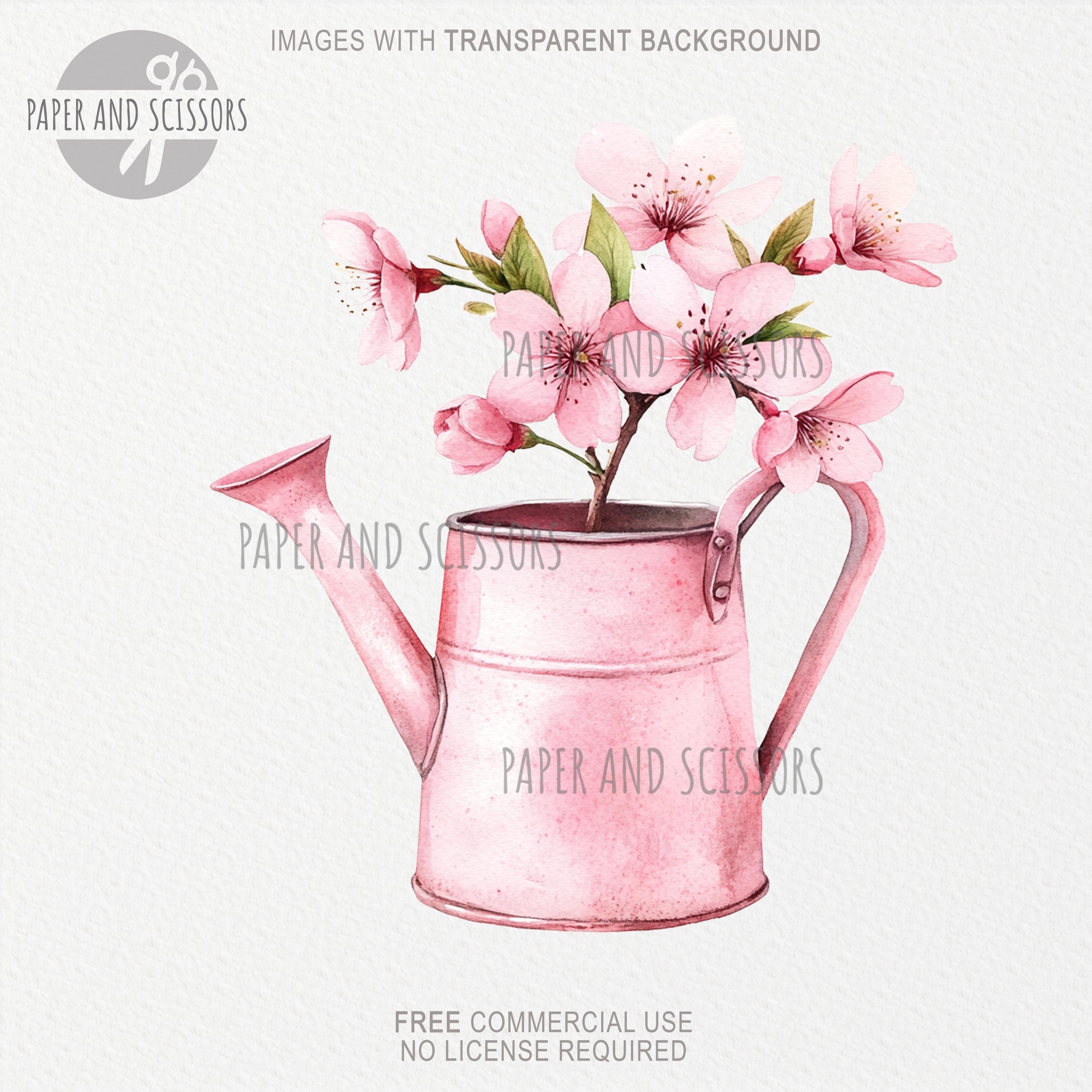 10 Cherry Blossom Clipart, Flower PNG, Spring Illustration, Watercolor ...