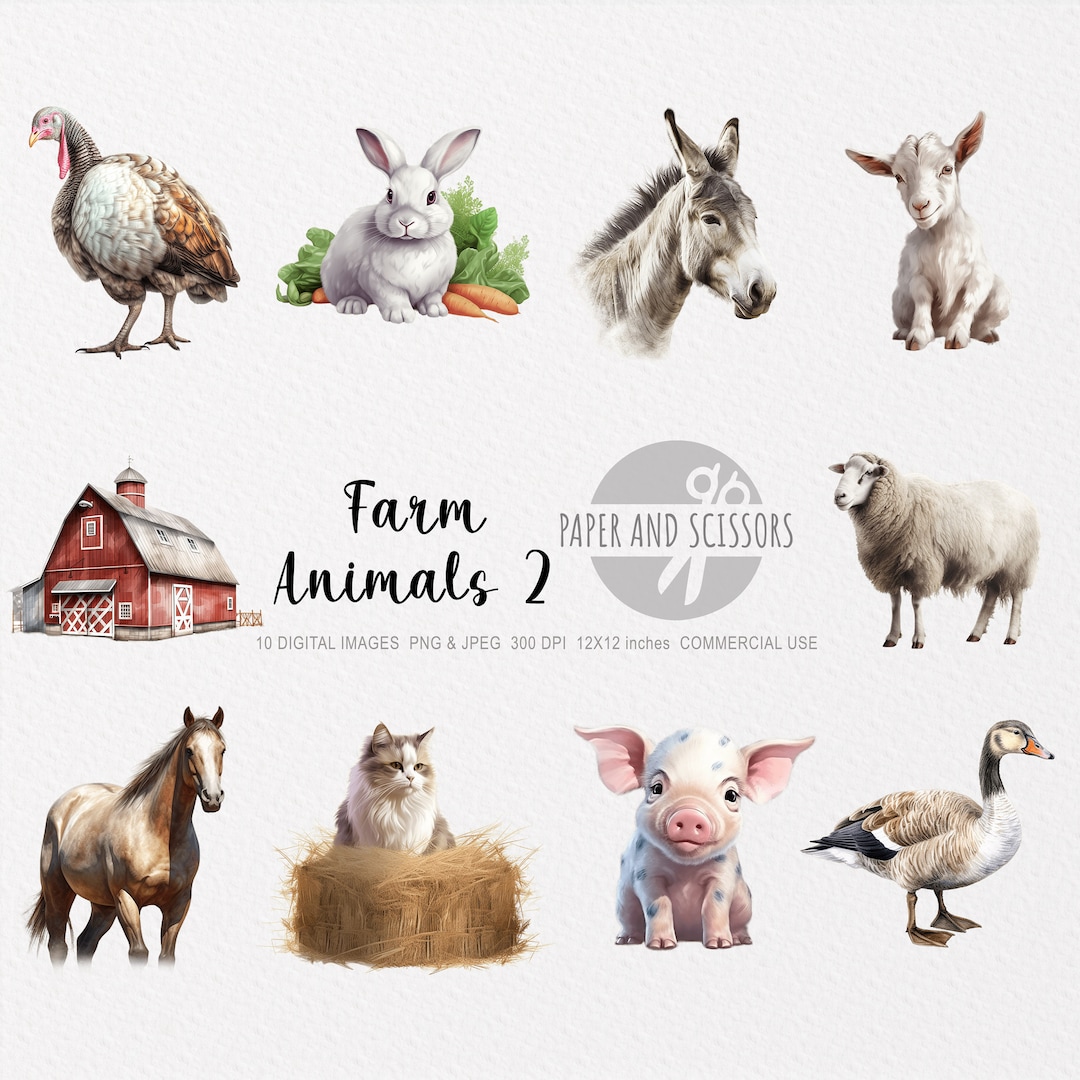 Farm Animals Clipart, Farm Animals PNG, Farm Animals Illustration ...