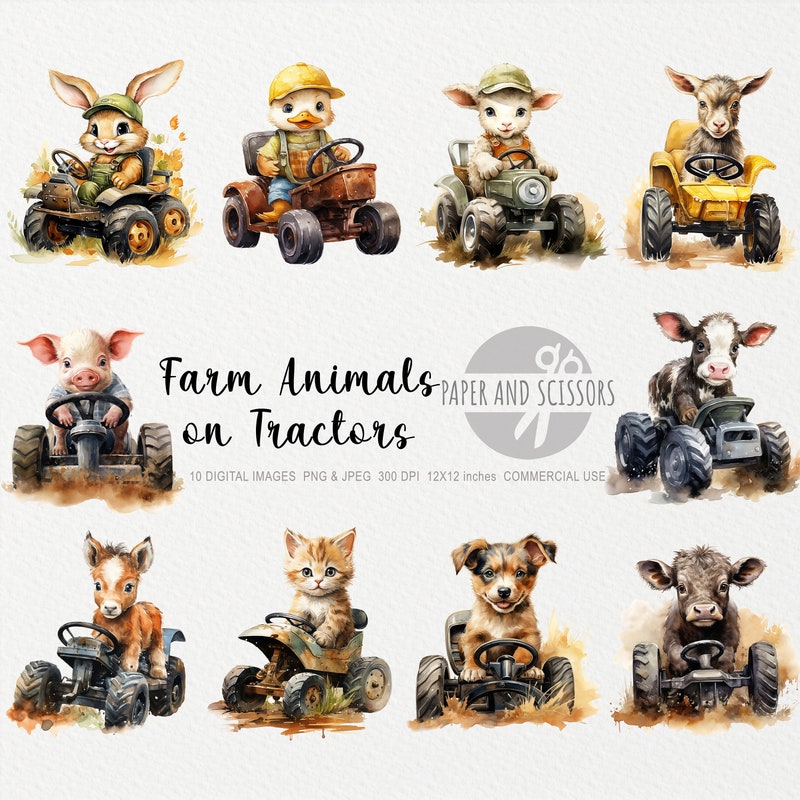 Tractor Clipart - Etsy UK
