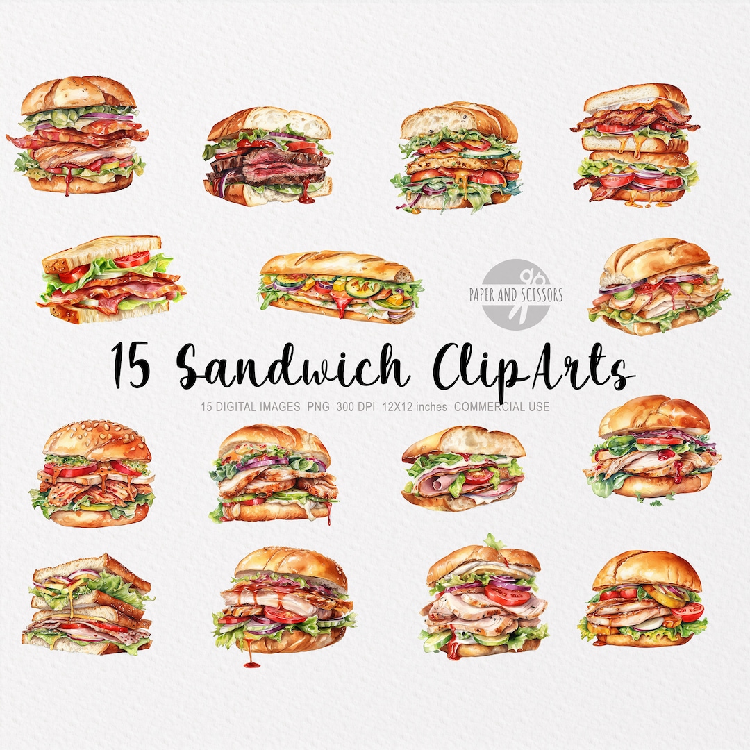 15 Sandwiches Clipart, Sandwiches PNG, Sandwiches Illustration ...