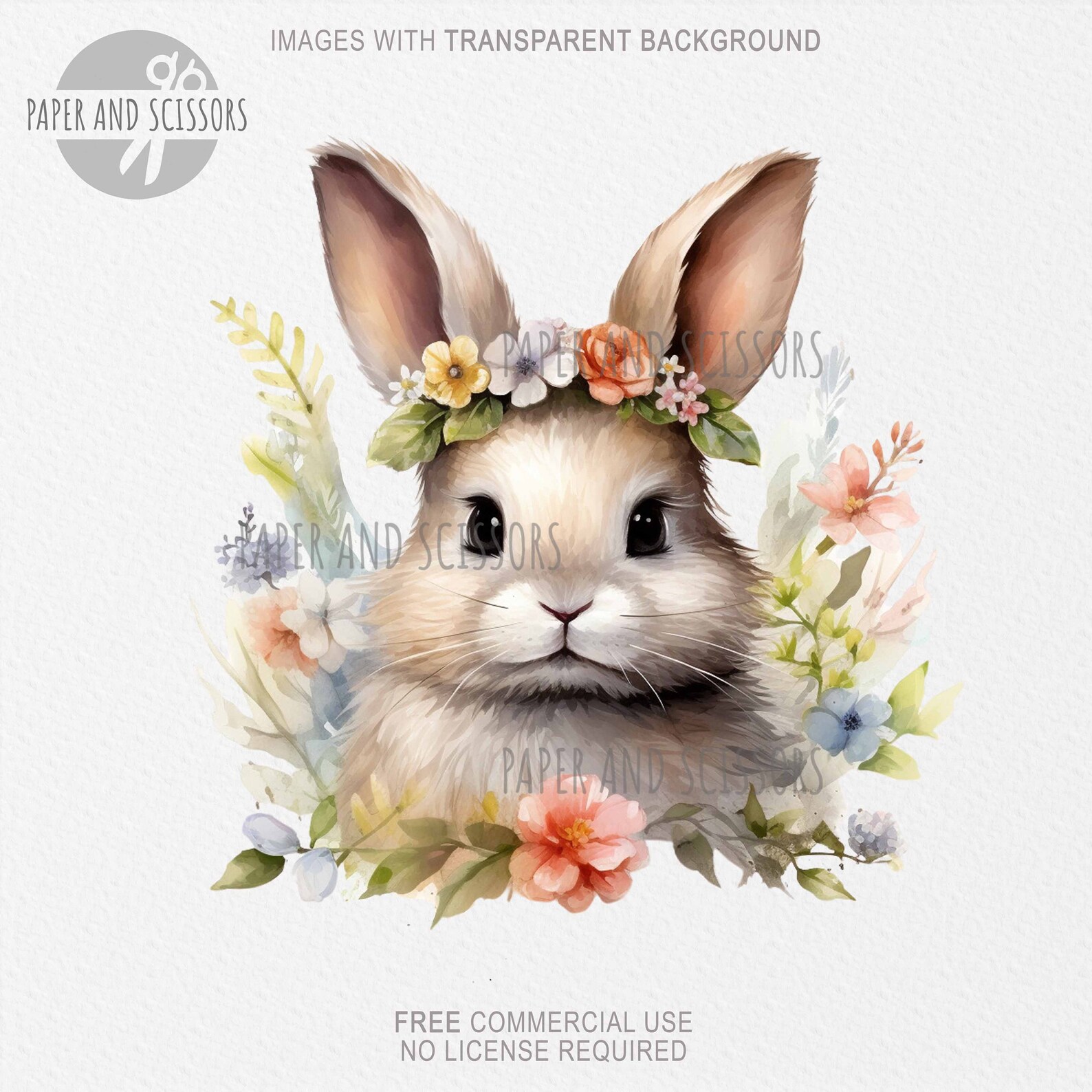 10 Cute Bunny Clipart, Bunny PNG, Spring Bunny Illustration, Watercolor ...
