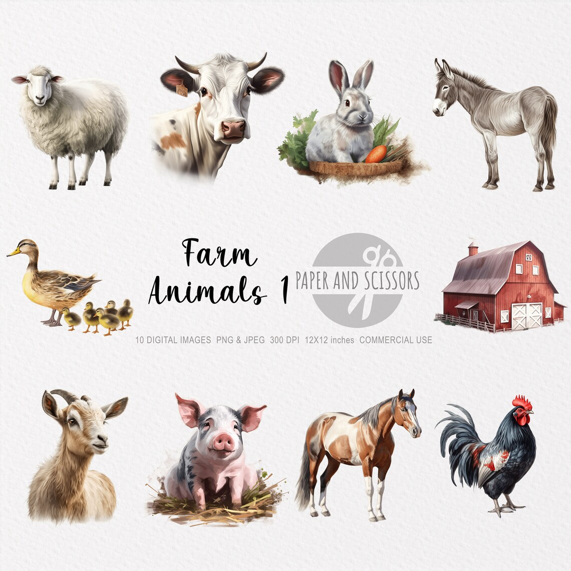 Farm Animals Clipart Farm Animals PNG Farm Animals - Etsy Canada