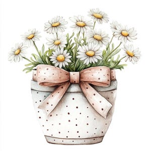 10 Daisy Clipart, Flower PNG, Spring Illustration, Watercolor Boho ...