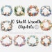 10 Seashell Wreath Cliparts, Shell PNG, Summer Illustration, Watercolor ...