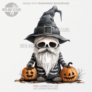 10 Skeleton Gnome Clipart, Fall Gnome PNG, Spooky Decor, Pumpkin Gnome ...