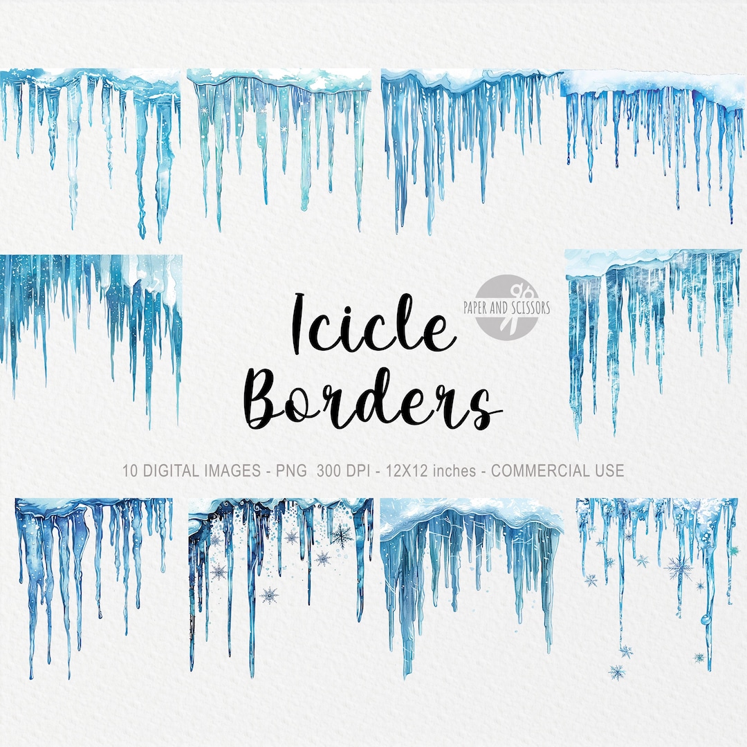 10 Icicle Border Cliparts, Icicle PNG, Winter Illustration, Snowy Decor ...